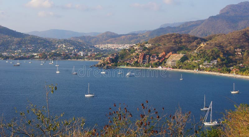 Panoramic View of the Coast of Zihuatanejo, Guerrero, Mexico Stock ...
