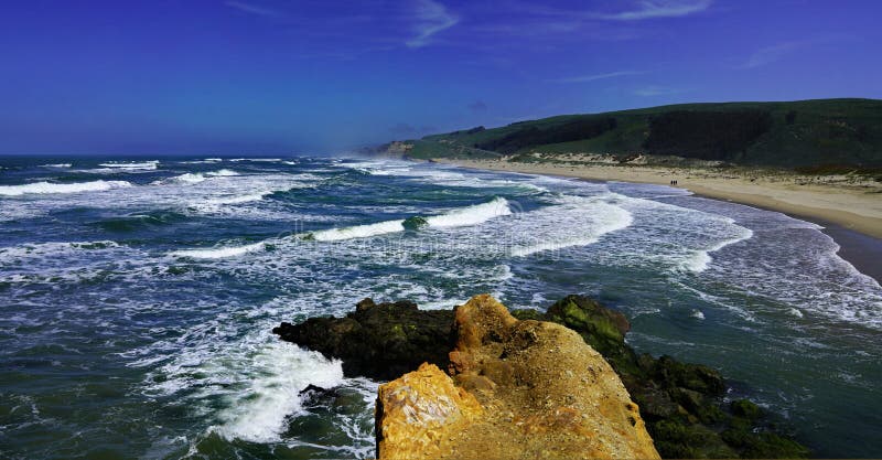 Panoramic View of Coastline Scenery Stock Image - Image of view ...