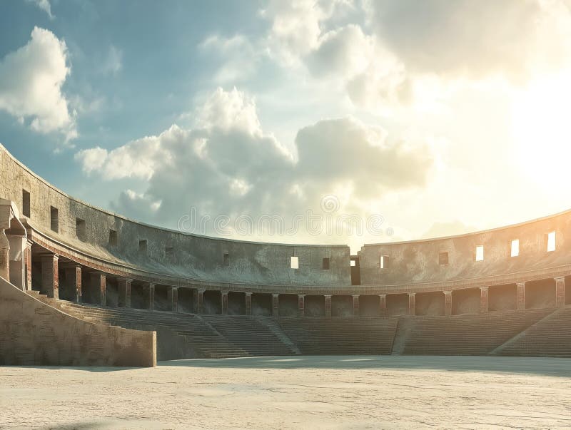 Coliseum, Sunny Day, Empty Arena, Ancient Architecture, Panoramic View ...