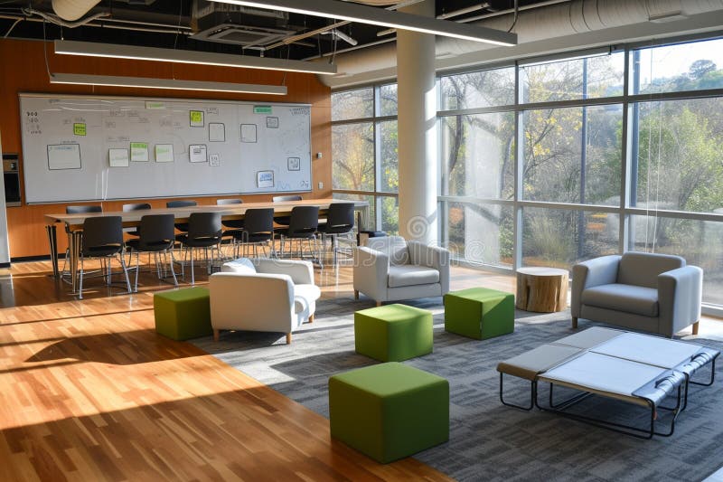 A Panoramic View of a Collaborative Workspace within a Modern ...