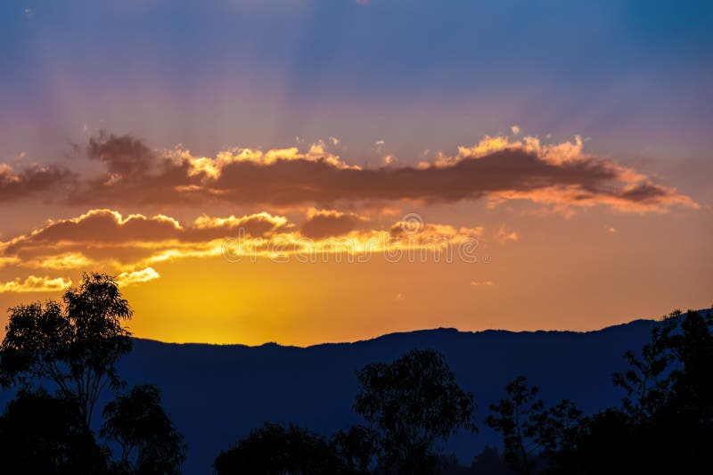 Panoramic View of the Colors of the Afterglow Stock Photo - Image of ...