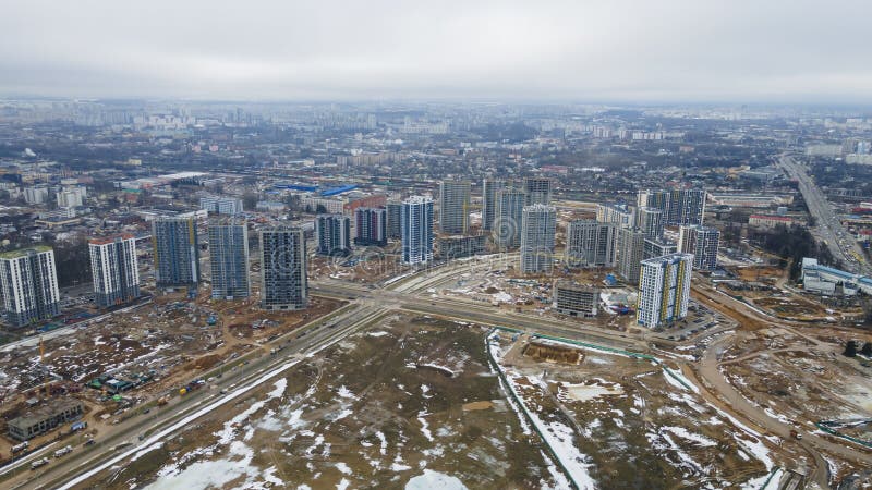 Panoramic View of Construction of High-rise Resedential Buildings. Eye ...