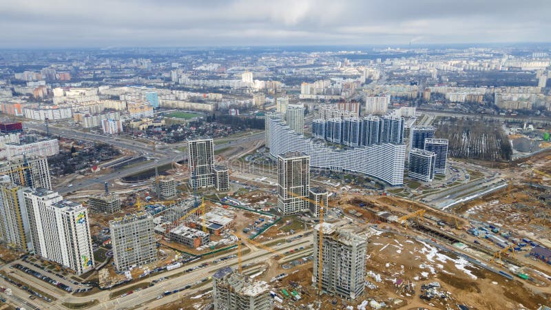 Panoramic View of Construction of High-rise Resedential Buildings. Eye ...