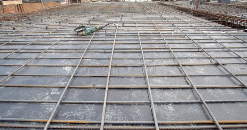 Formwork for Concrete at the Construction Site, Lots of Metal Rods, 4k ...