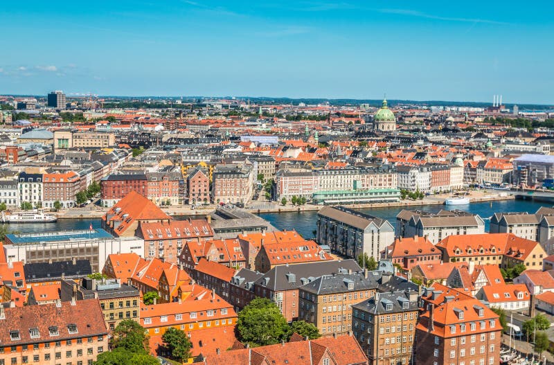 Panoramic View of Copenhagen in Denmark Stock Image - Image of church ...