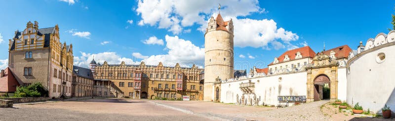 Panoramic View at the Courtyard of Bernburg Castle in the Streets of ...