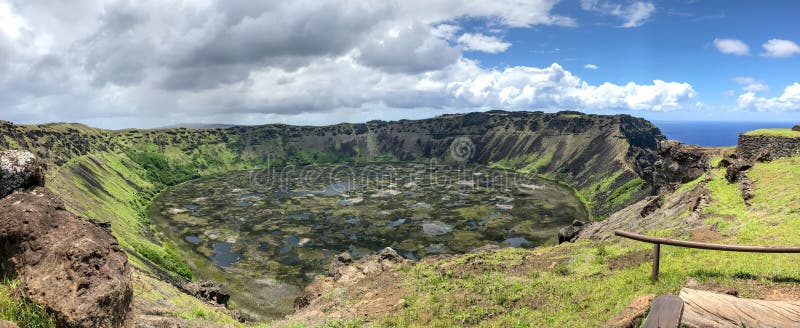 Panoramic View of the Crater of Rano Kau Volcano on Easter Island ...