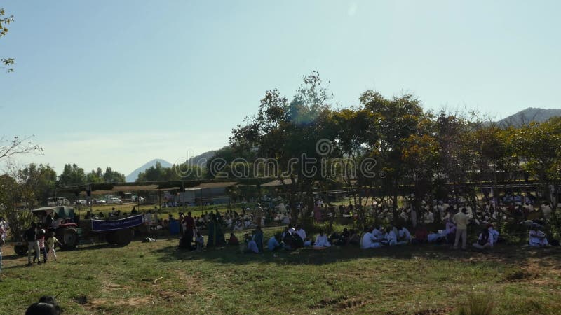 Panoramic View of a Crowd of Devotees Resting Under Trees and Tents ...