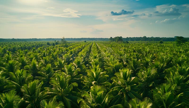 Panoramic View of Date Palm Plantation Growing Up Stock Illustration ...