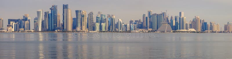 Panoramic view of Doha stock image. Image of east, landscape - 147348561