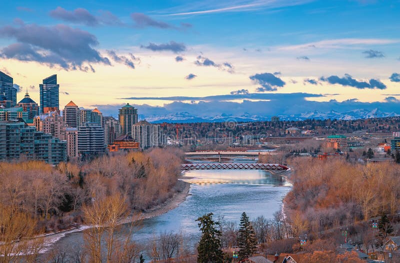 Sunrise Clouds Over the Calgary River Valley Stock Photo - Image of ...