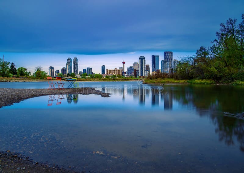 Panoramic Long Exposure of the Calgary Skyline Stock Photo - Image of ...
