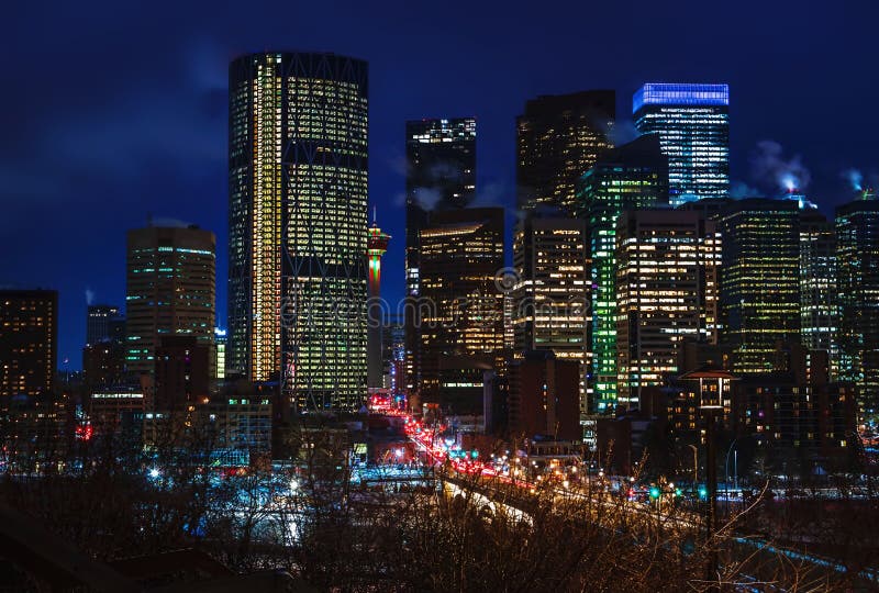 Night Sky Over Downtown Calgary Editorial Photo - Image of night, view ...