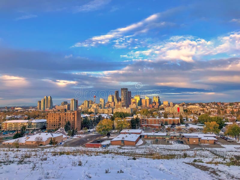 A Panoramic View of Downtown Calgary in the Winter Stock Image - Image ...