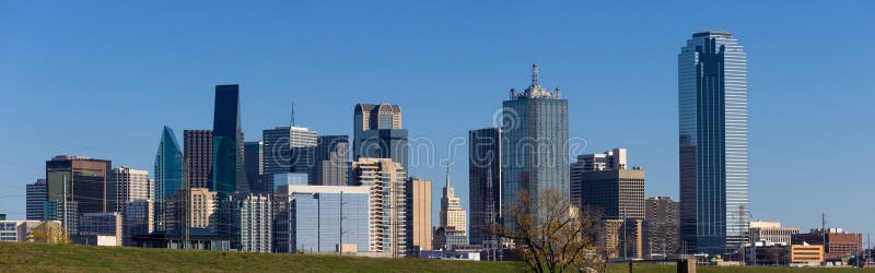 Panoramic View of Downtown Dallas Skyline during Winter Time Stock ...