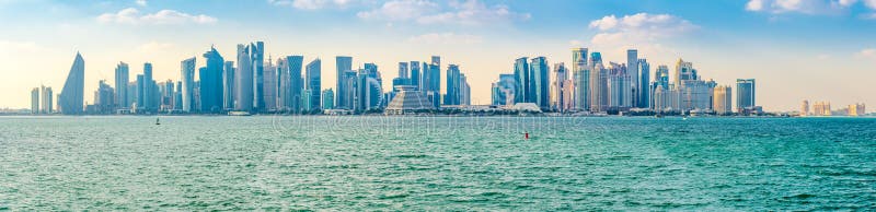 Panoramic View at the Downtown of Doha in Qatar Stock Photo - Image of ...