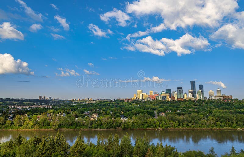 Blue Sky Over the Edmonton River Valley Stock Photo - Image of building ...