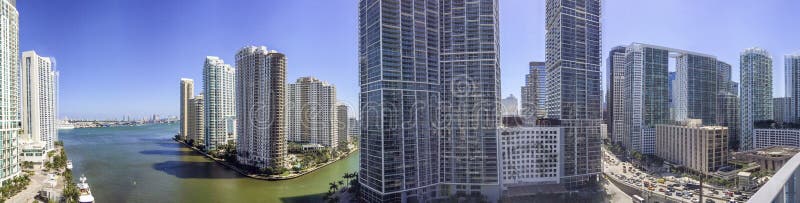 Panoramic View of Downtown Miami from Building Rooftop, FL Stock Image ...