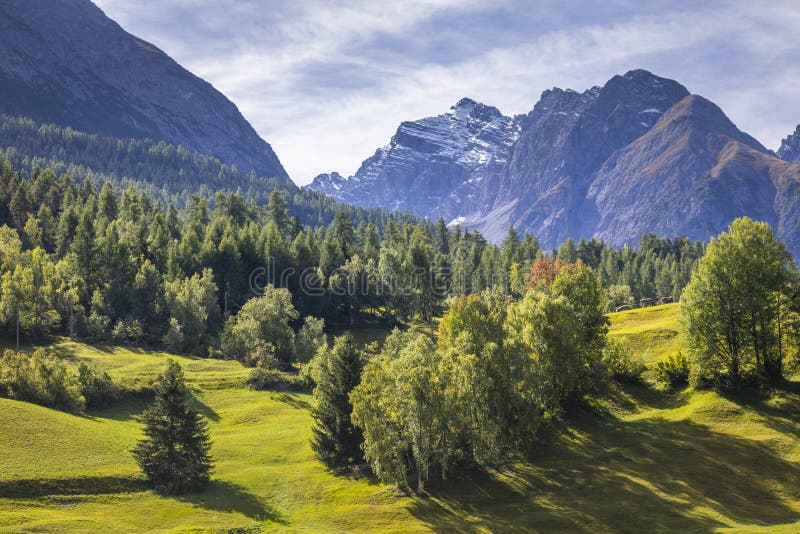 Dramatic Landscape of Swiss Alps in Upper Engadine, Graubunden ...