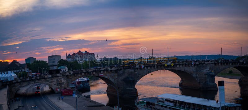 Panoramic View of Dresden Bridge Editorial Stock Photo - Image of ...
