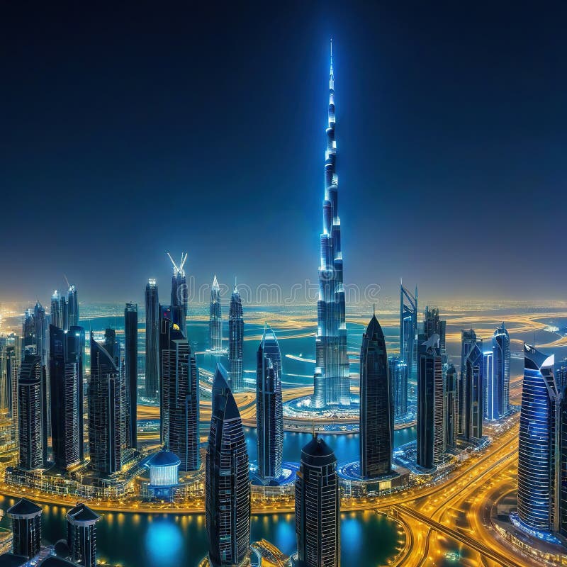 Panoramic View of the Dubai City Skyline at Stock Illustration ... Panoramic View of the Dubai City Skyline at Stock Illustration ...