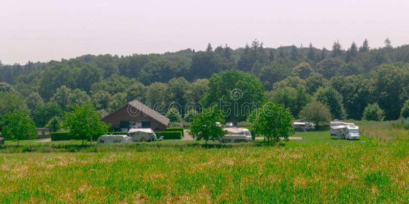 Panoramic View of Dutch Campground Stock Image - Image of adventure ...