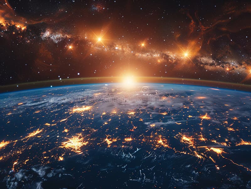 A Panoramic View of Earth from the Edge of Space Stock Image - Image of ...