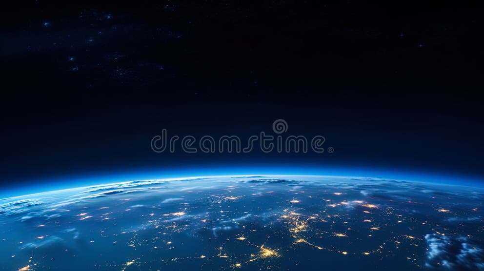 A Panoramic View of the Earth from the Side of the Cosmos Stock ...