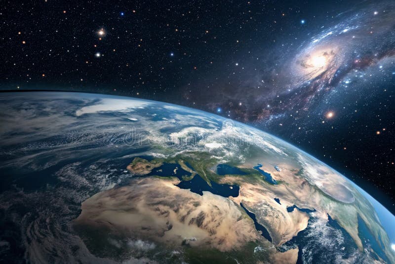 Panoramic View of the Earth from Space Stock Illustration ...