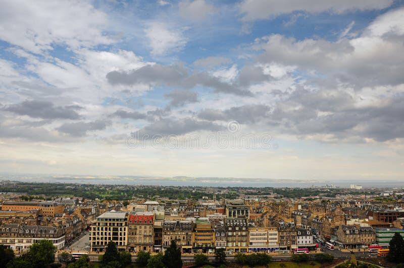 Panoramic View of Edinburgh S City Skyline Under a Partly Cloudy Sky ...