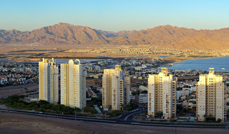 Panoramic View on Eilat City, Israel Stock Photo - Image of hotel ...