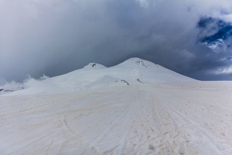 Panoramic View of Elbrus Mountain Stock Image - Image of camp, nature ...