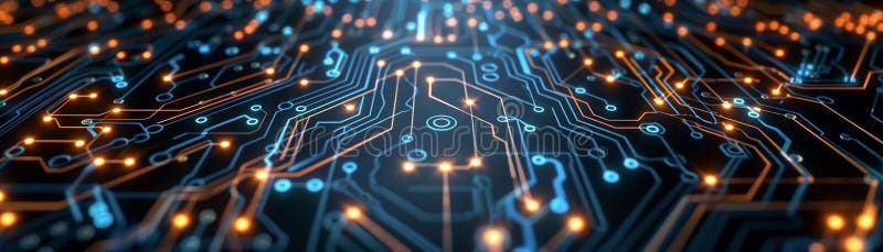 Panoramic View of an Electronic Circuit Board Stock Illustration ...