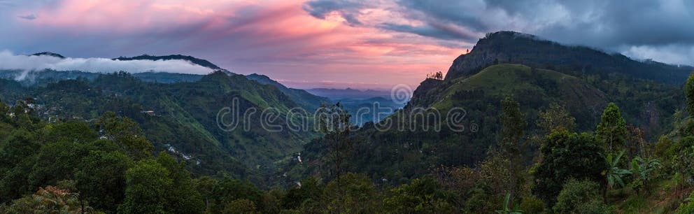 Panoramic View on Ella Gap while Sunrise Stock Photo - Image of dusk ...
