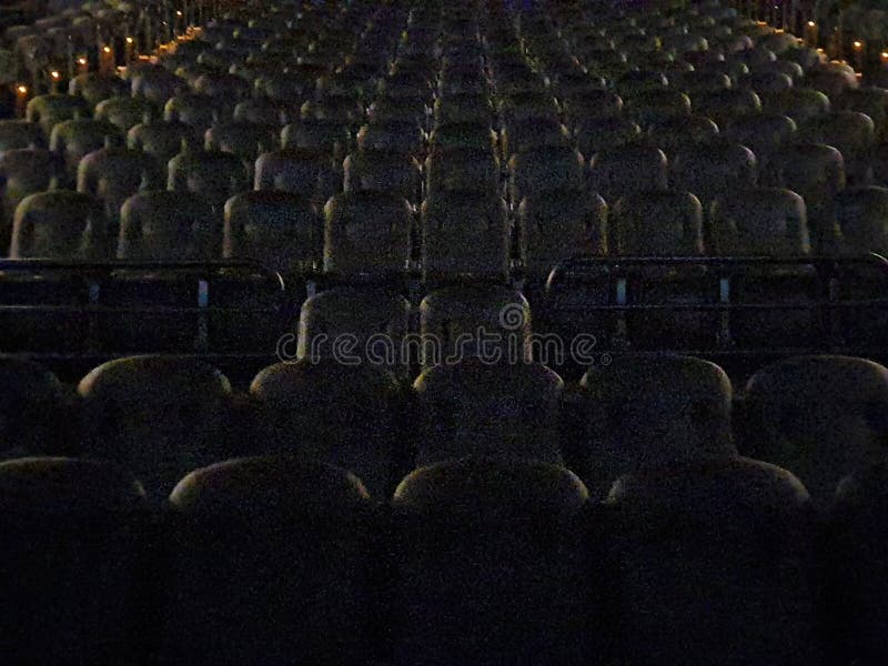 Panoramic View of Empty Black Chairs Stock Image - Image of stage ...