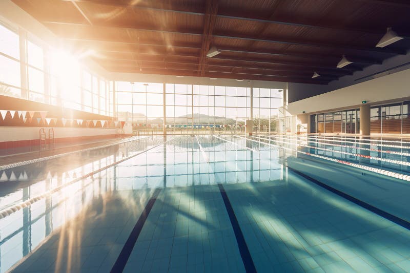 Panoramic View of Empty Interior of Olympic Swimming Pool Stock ...
