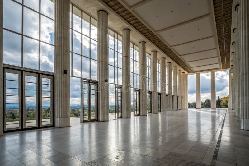 Panoramic View of an Empty Modern Hall Stock Illustration ...