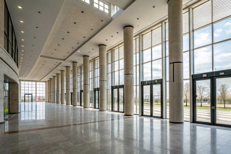 Panoramic View of an Empty Modern Hall Stock Illustration ...