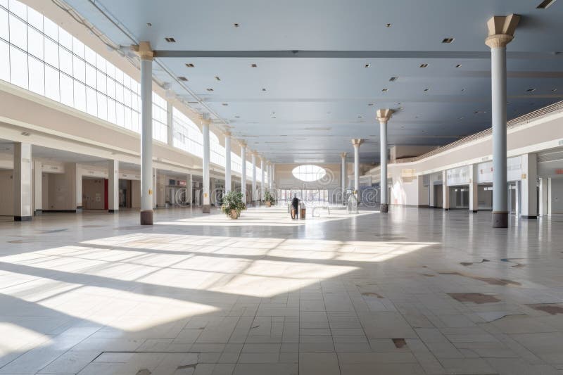 Panoramic View of the Entire Desolate, Empty Mall Interior Stock ...