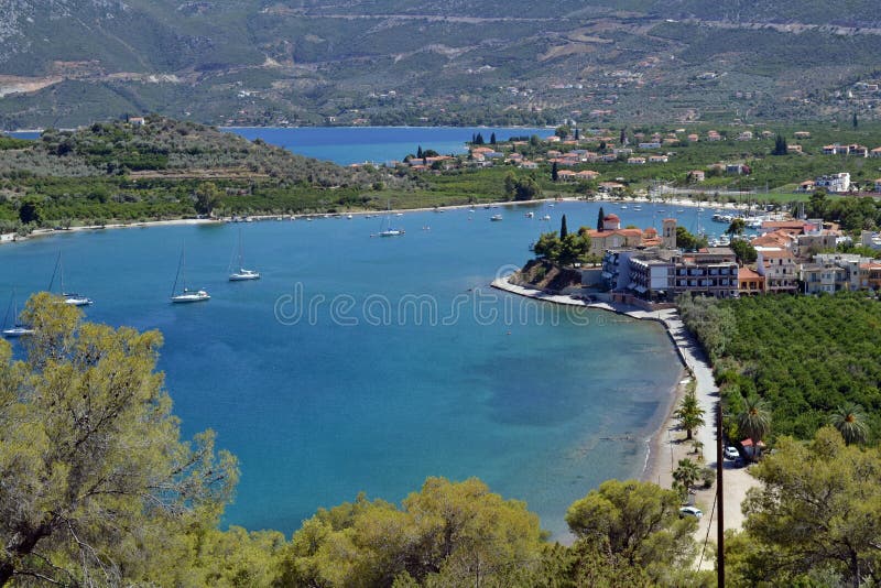 Panoramic View of Epidavros Epidaurus in the Saronic Gulf Stock Photo ...