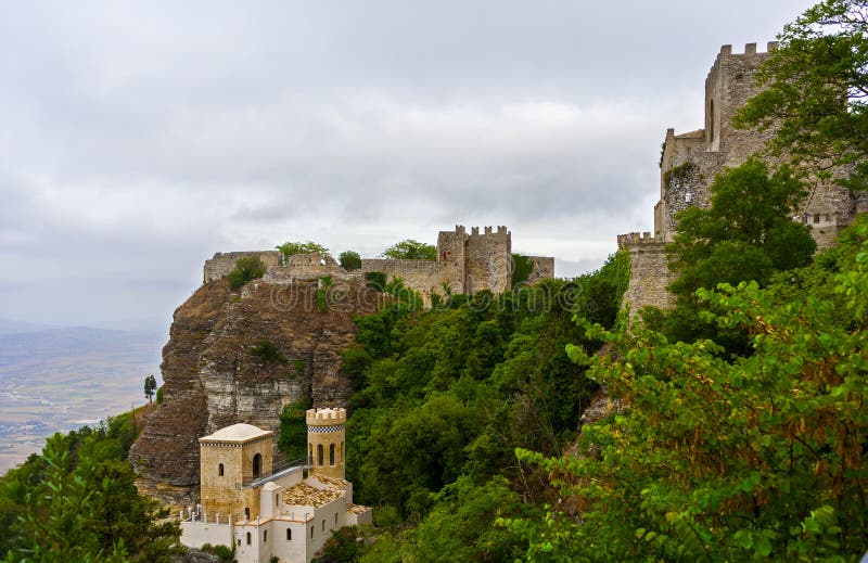 Panoramic view of Erice stock image. Image of daylight - 100896677