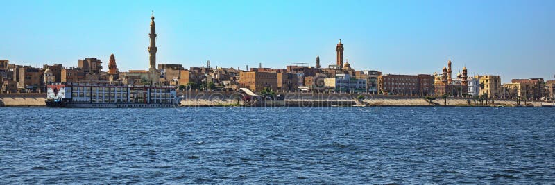 Panoramic View of Esna, Egypt Editorial Image - Image of river, port ...