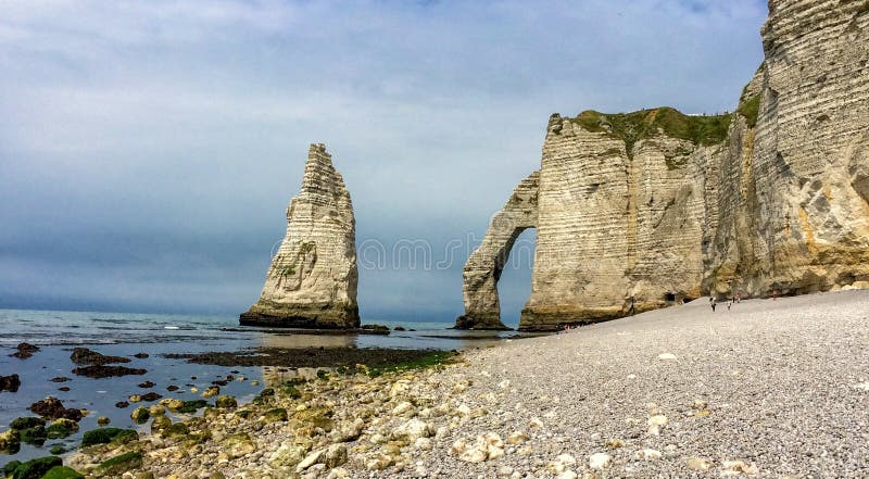 Panoramic View of Etretat Famous Cliffs, Normandy - France Stock Image ...