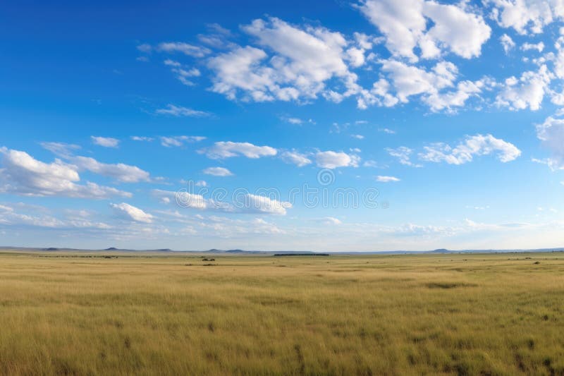 A Panoramic View of an Expansive, Open Grassland Stock Image - Image of ...