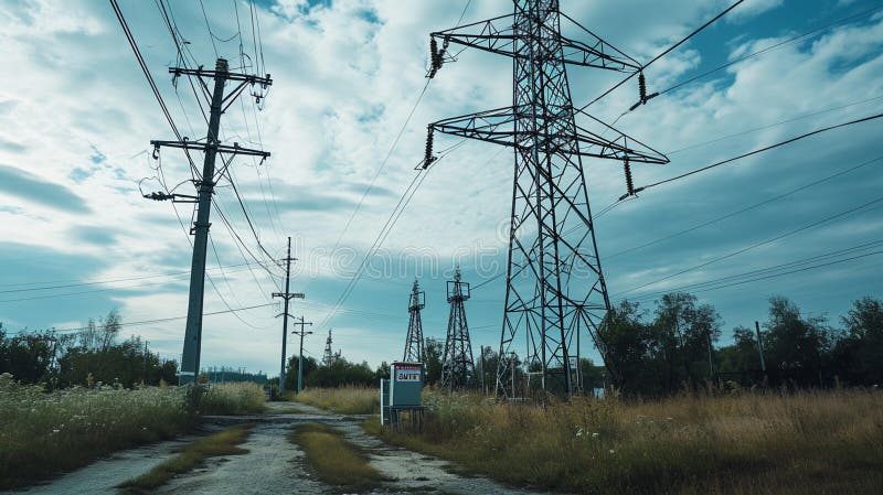 Panoramic View of Extra High Voltage Overhead Lines, Power Towers ...