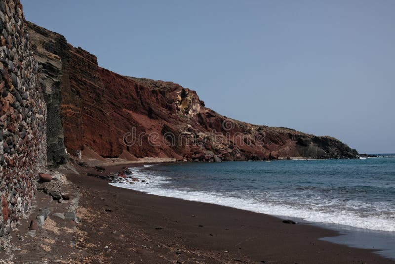 Volcanic beaches of Greece stock image. Image of coastline - 241496681