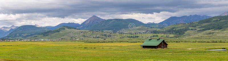 Panoramic View of Farm House at Crested Butte, Colorado Stock Image ...
