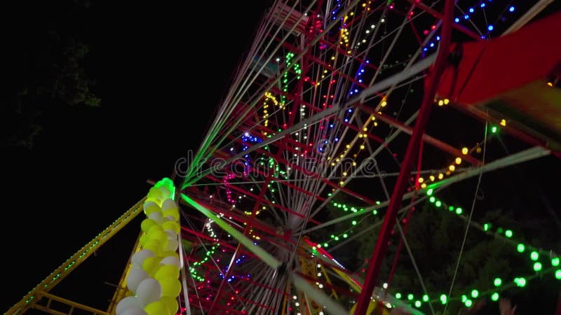Illuminated Ferris Wheel at Night at the Fair Stock Footage - Video of ...