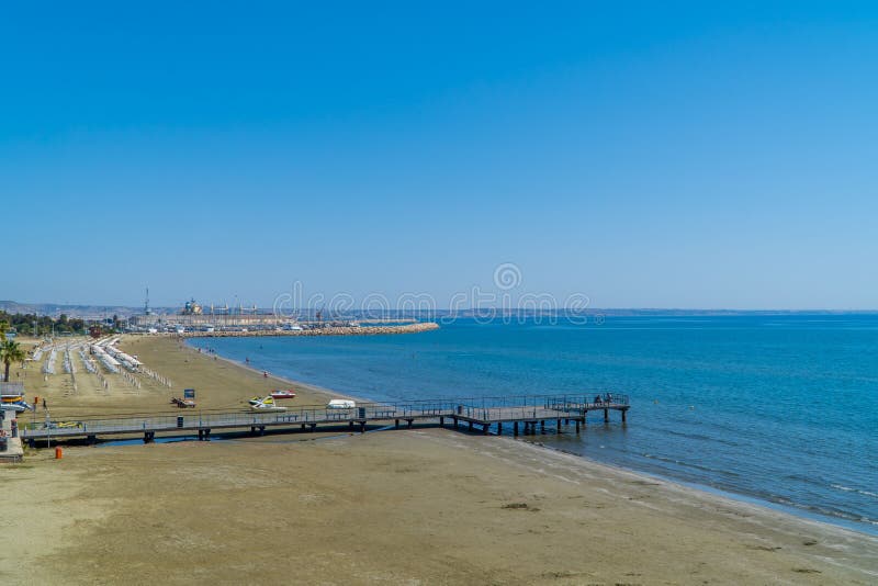 Panoramic View of the Finikoudes Beach in Central Larnaca Stock Photo ...