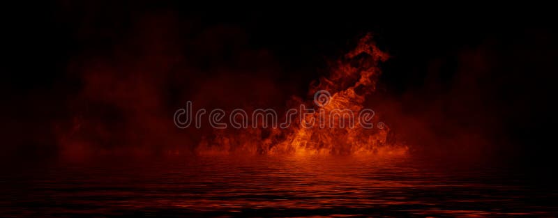 Panoramic View Fire on Isolated Background. Perfect Explosion Effect ...